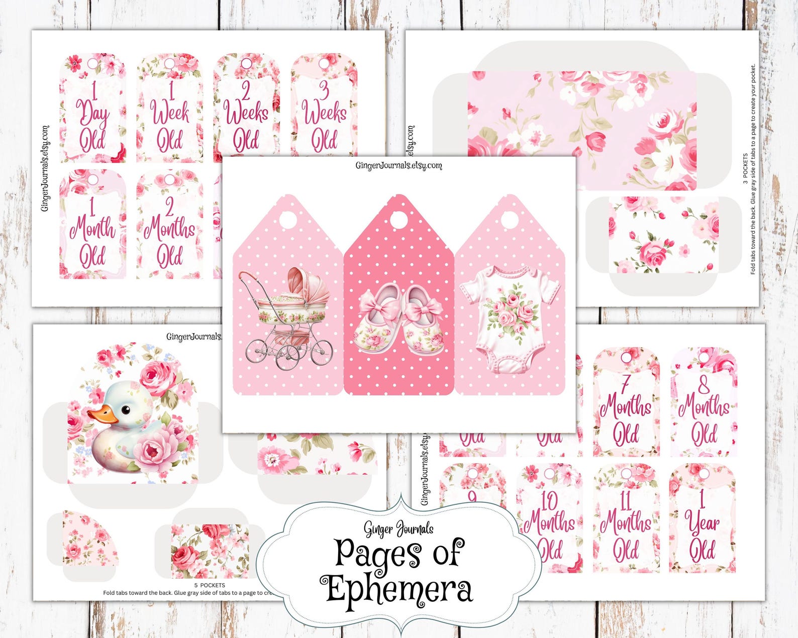 New Baby Junk Journal Kit, Pink Baby Journal, Junk Journal Printable ...