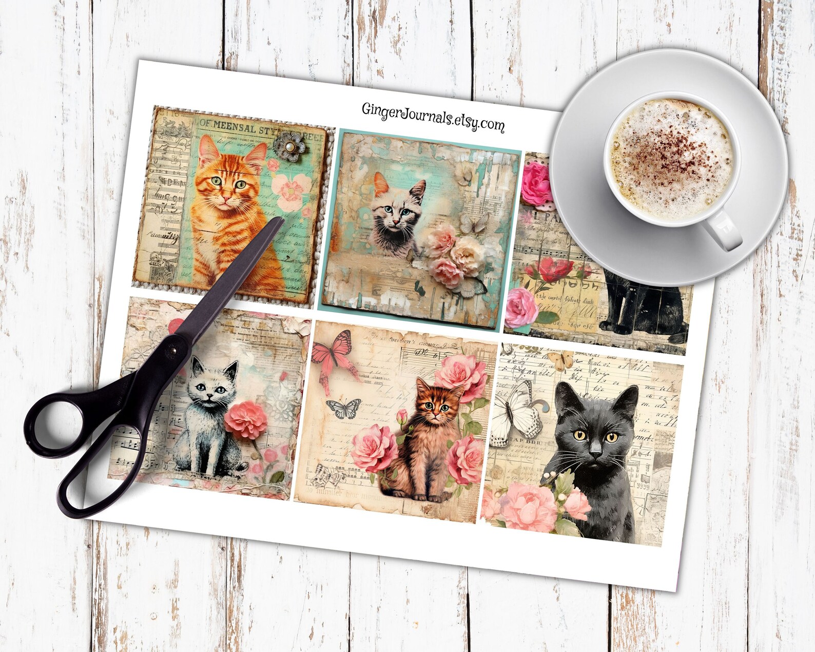 Cat Junk Journal Ephemera Kit, Junk Journal Printable, Digital Download ...