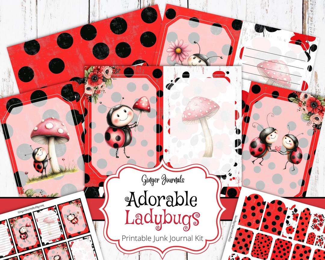 Adorable Ladybug Junk Journal Kit, Junk Journal Printable, Ladybugs ...