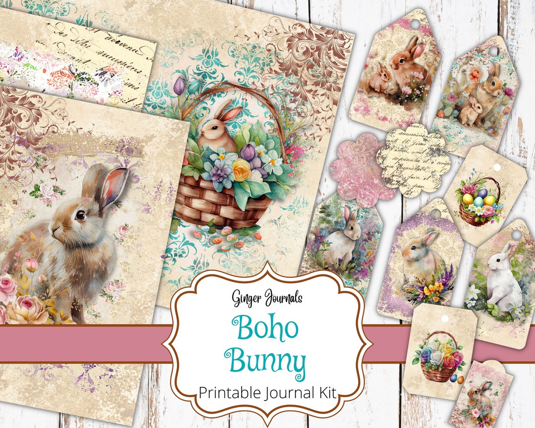 Bunny Junk Journal Kit, Easter Papers, Junk Journal Printable, Junk ...