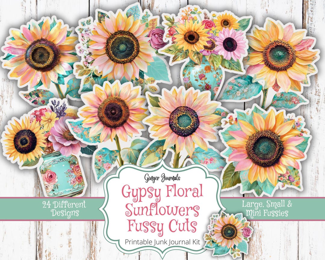 Gypsy Floral Sunflower Fussy Cuts, Ephemera, Sunflowers Journal, Junk ...