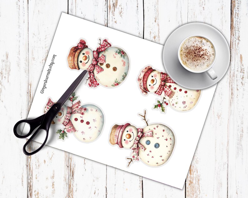 Snowman Sweeties Fussy Cuts, Junk Journal Kit, Junk Journal Printable ...