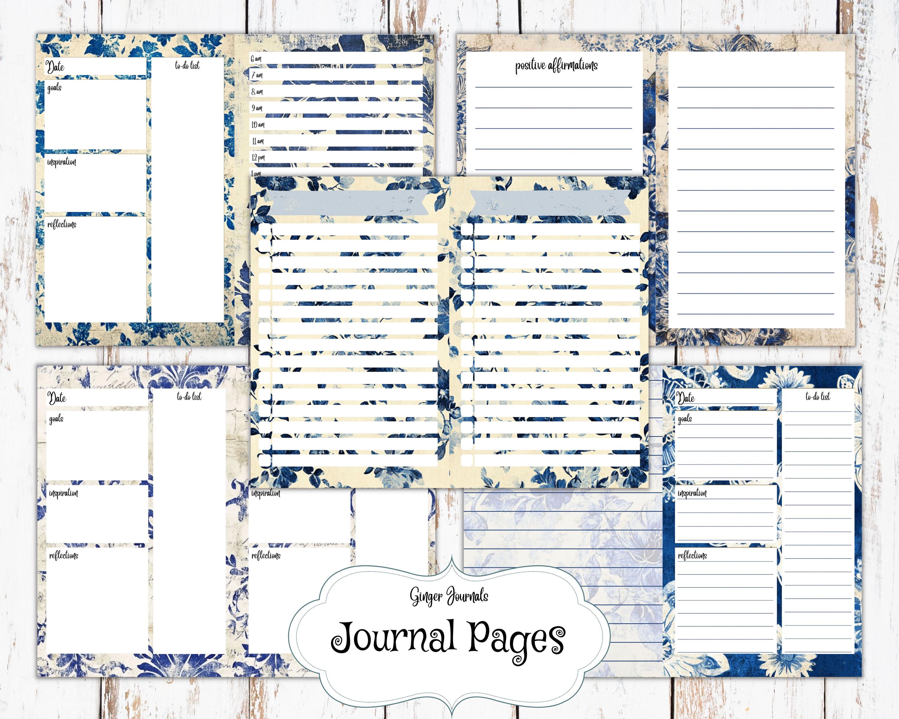 Shabby Cobalt Blue and Cream Journal Planner Kit, Calendar, Blue ...