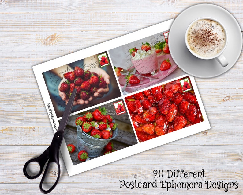 Strawberry Postcard Ephemera Junk Journal Printable - Etsy