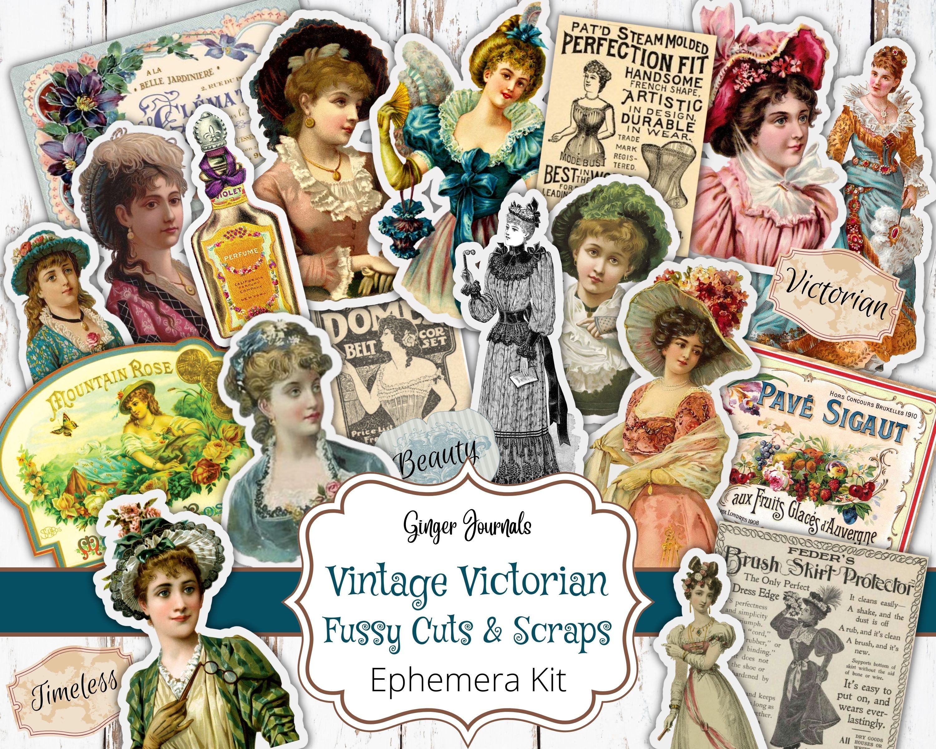 Vintage Victorian Ephemera, Digital File, Scraps, Junk Journal ...