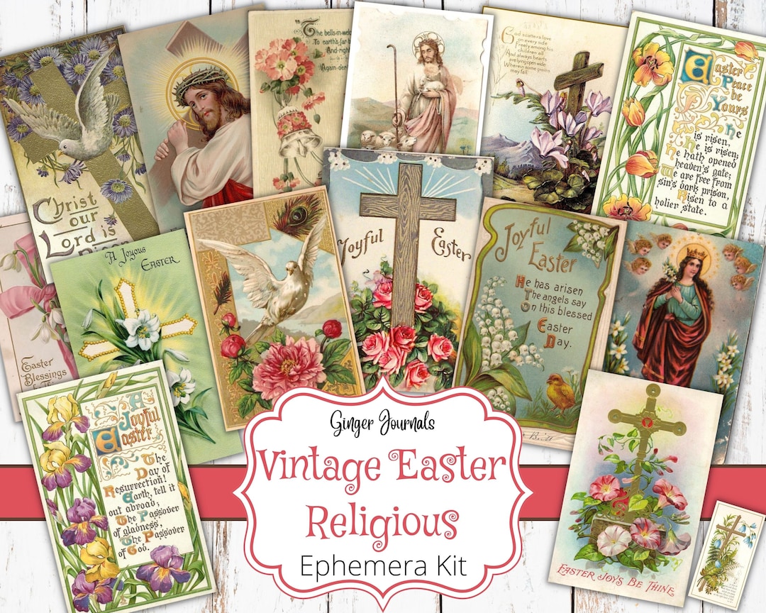 Vintage Easter Ephemera Kit, Religious Ephemera, Easter Add On, Bible ...