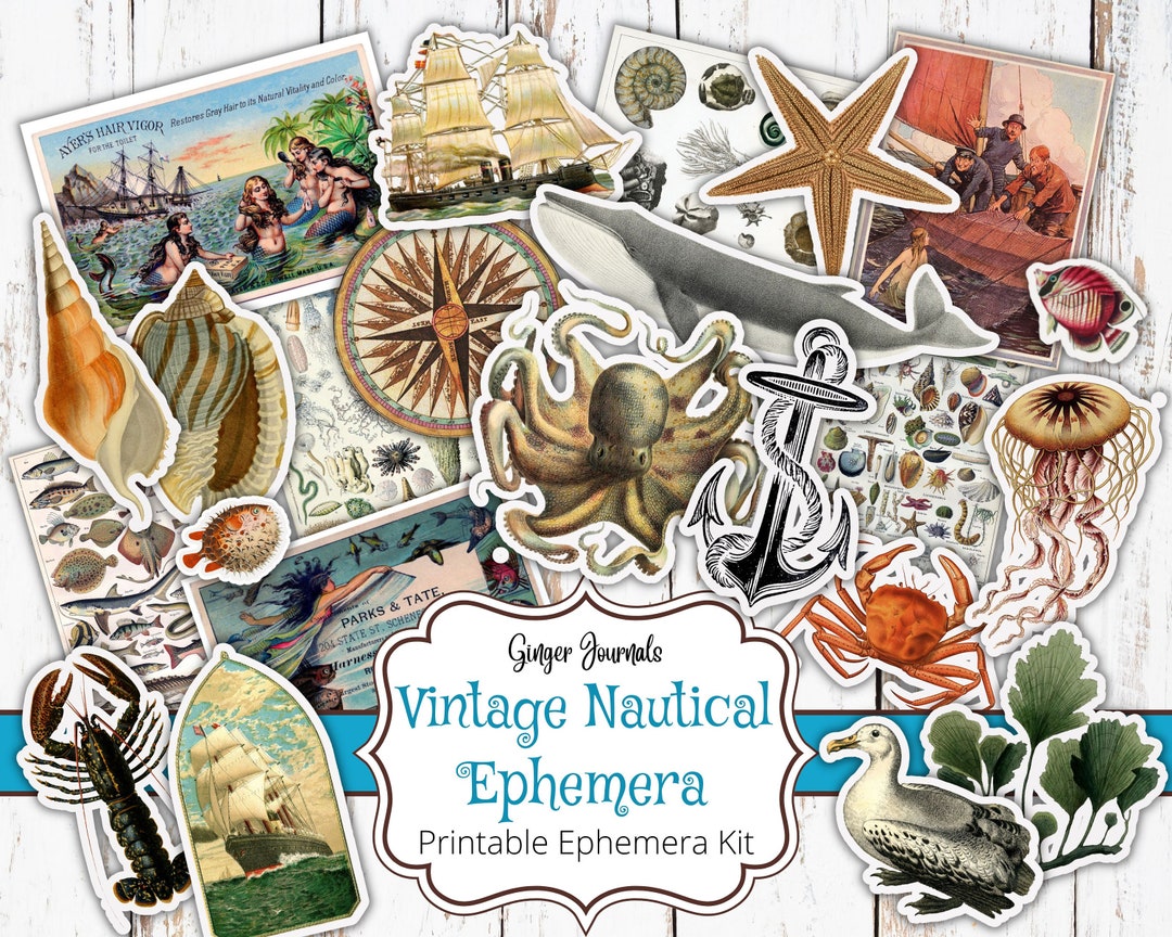 Vintage Nautical Ephemera, Vintage Scraps, Junk Journal Printable ...
