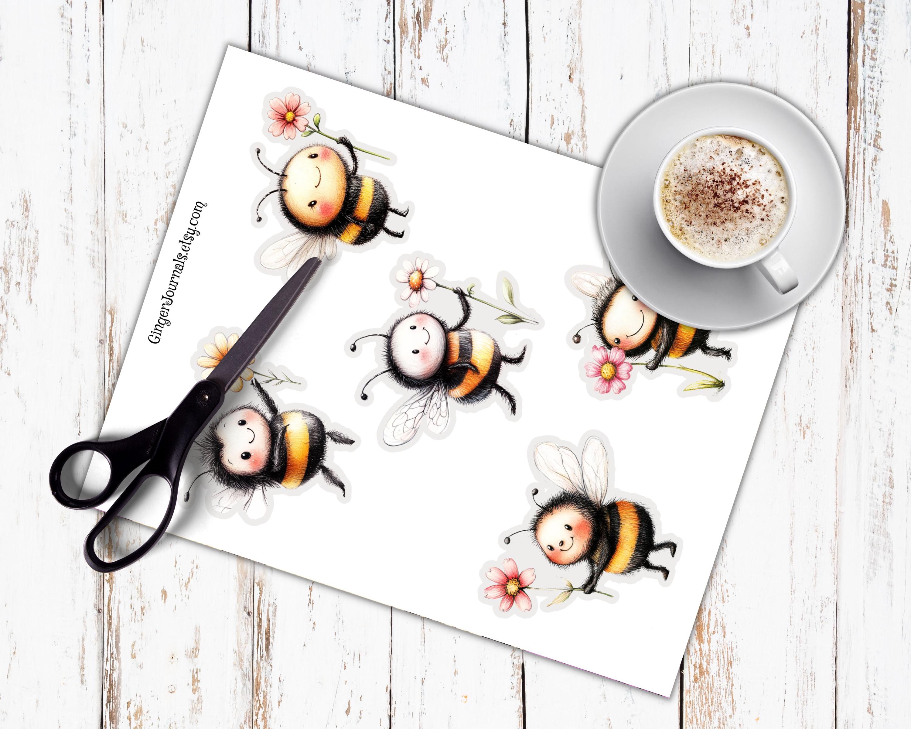 Adorable Bumblebee Fussy Cuts, Junk Journal Printable, Junk Journal Kit ...