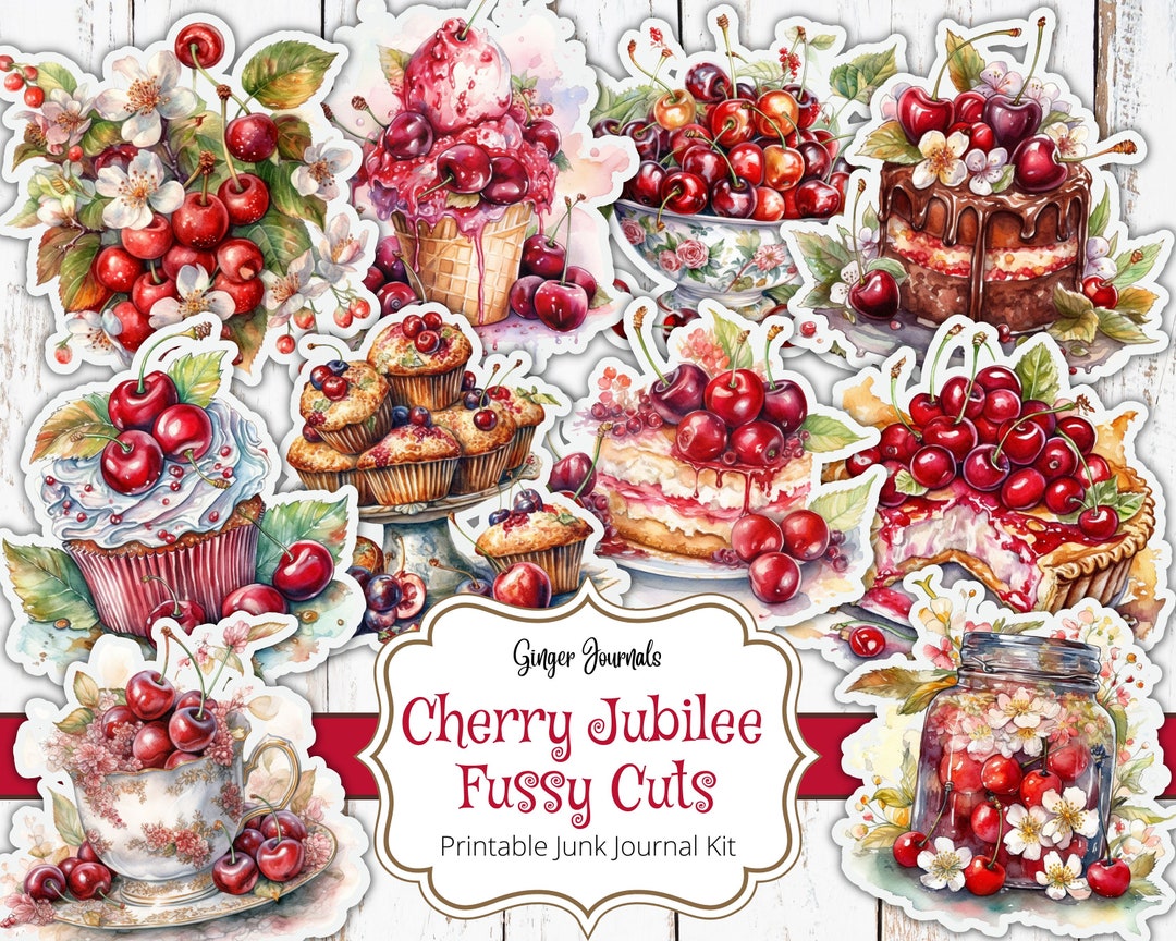 Cherry Fussy Cuts, Junk Journal Printable, Junk Journal Paper, Digital ...
