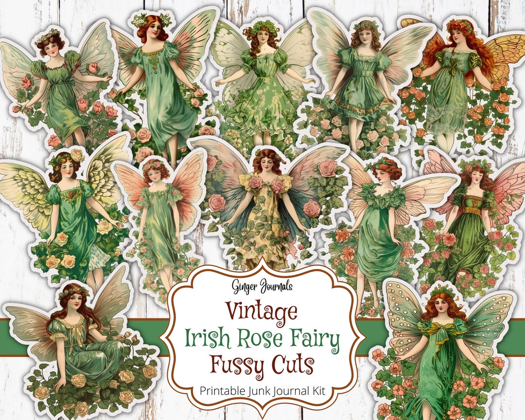 Fairy Fussy Cuts, Irish Rose Fairy, Vintage Fairy Ephemera, Garden ...