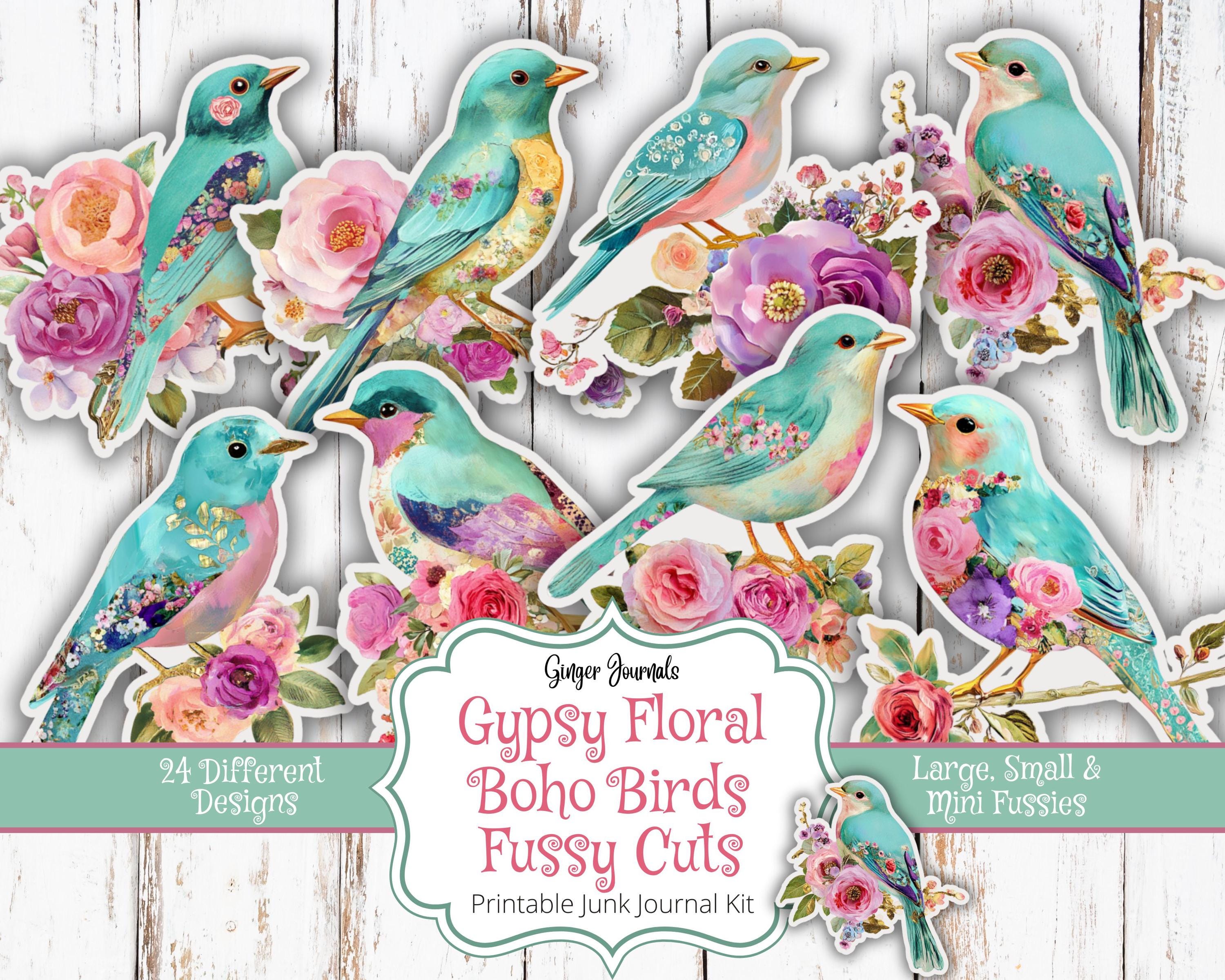Gypsy Floral Boho Birds Fussy Cuts, Bird Tags, Ephemera, Summer Journal ...