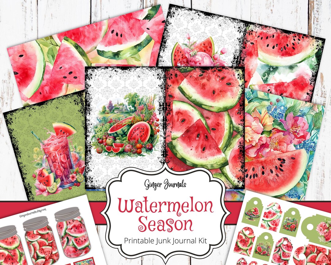 Watermelon Season Junk Journal Kit, Ephemera, Junk Journal Printable ...