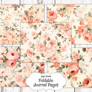 Peach and Cream Floral Junk Journal Kit, Floral Ephemera, Junk Journal ...