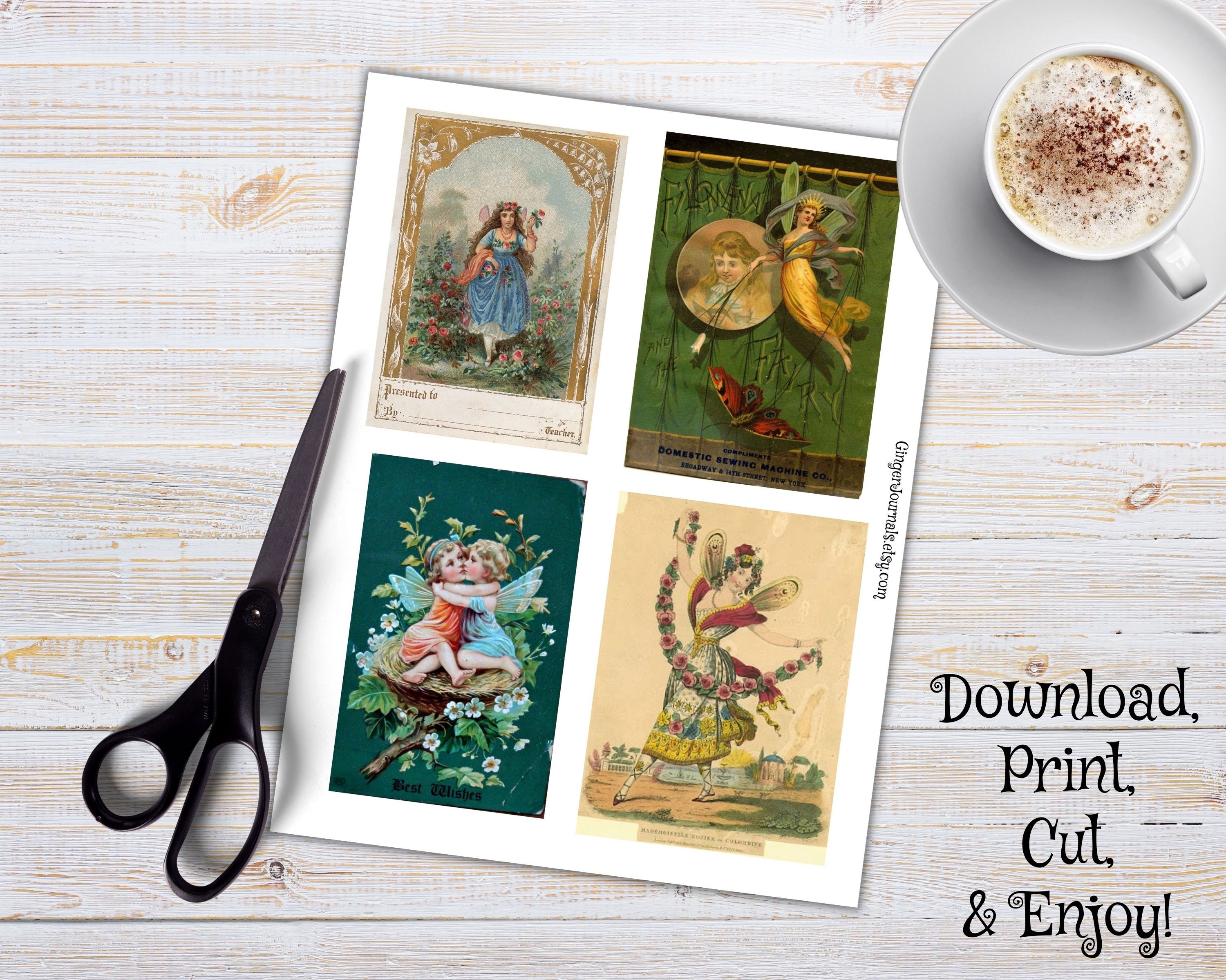 Vintage Fairy Ephemera, Fairies Ephemera, Junk Journal Printables ...