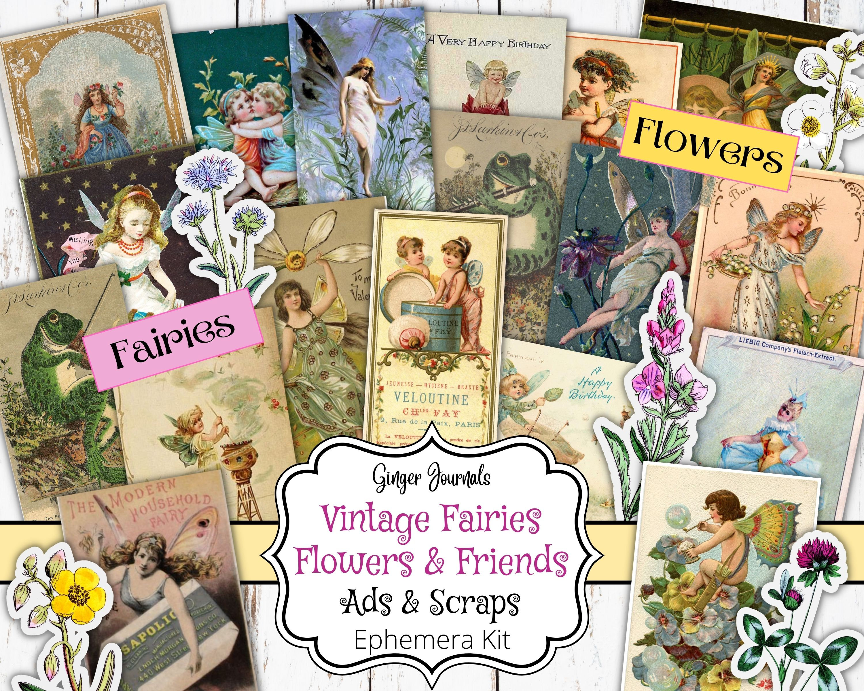 Vintage Fairy Ephemera, Fairies Ephemera, Junk Journal Printables ...