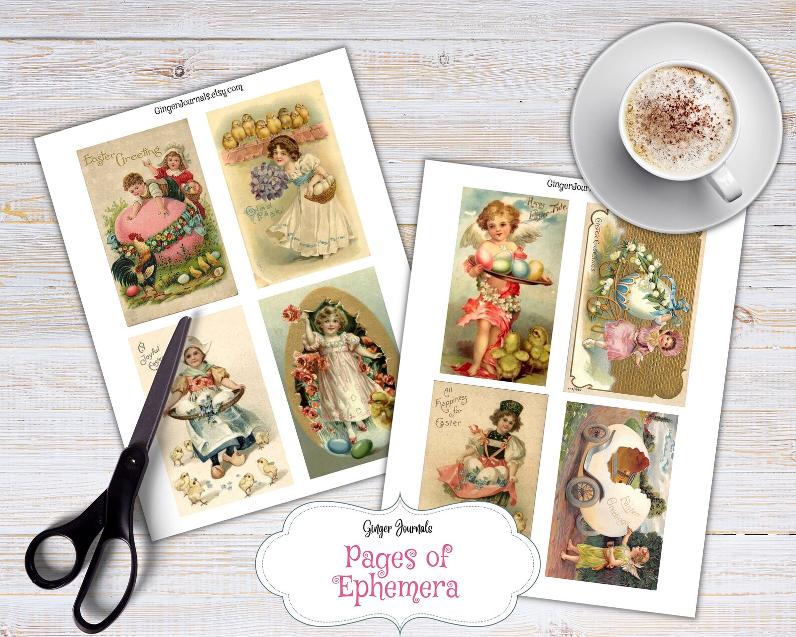Vintage Easter Ephemera Kit, Easter Ephemera, Easter Add On, Postcard ...