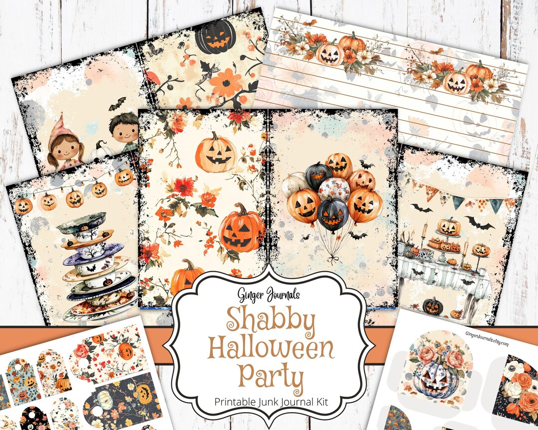 Shabby Halloween Party Junk Journal Kit, Junk Journal Printable ...