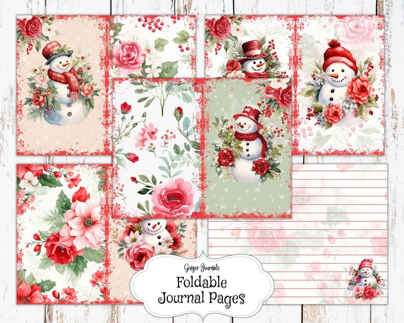 Christmastime Snowmen, Junk Journal Kit, Junk Journal Printable ...