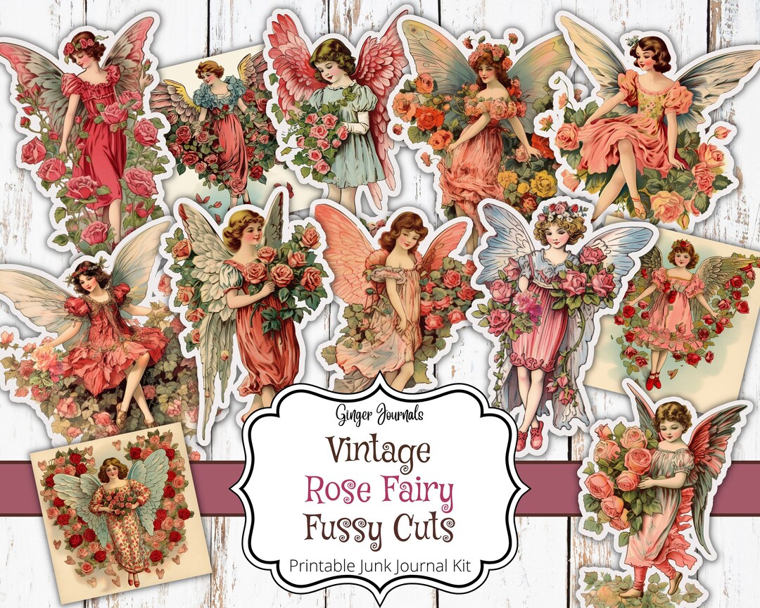Fairy Fussy Cuts, Rose Fairy, Vintage Fairy Ephemera, Garden Ephemera ...