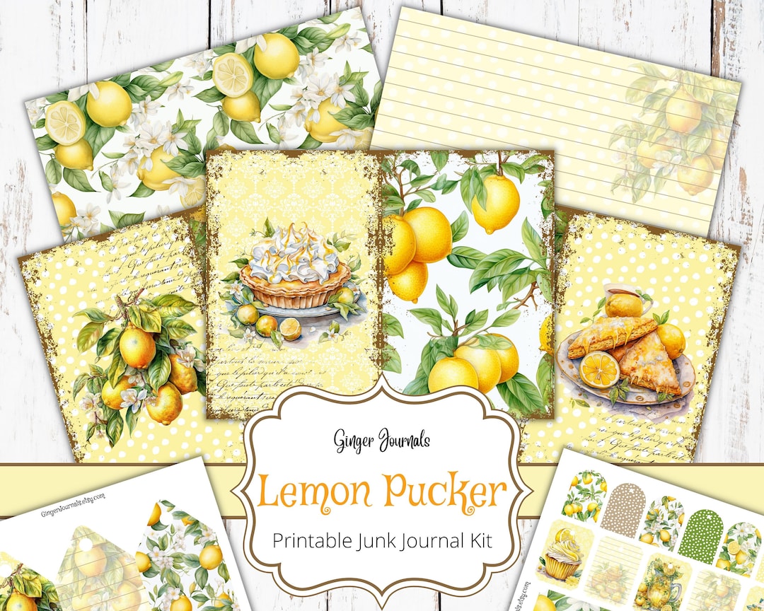 Lemon Junk Journal Kit, Junk Journal Printable, Junk Journal Paper ...
