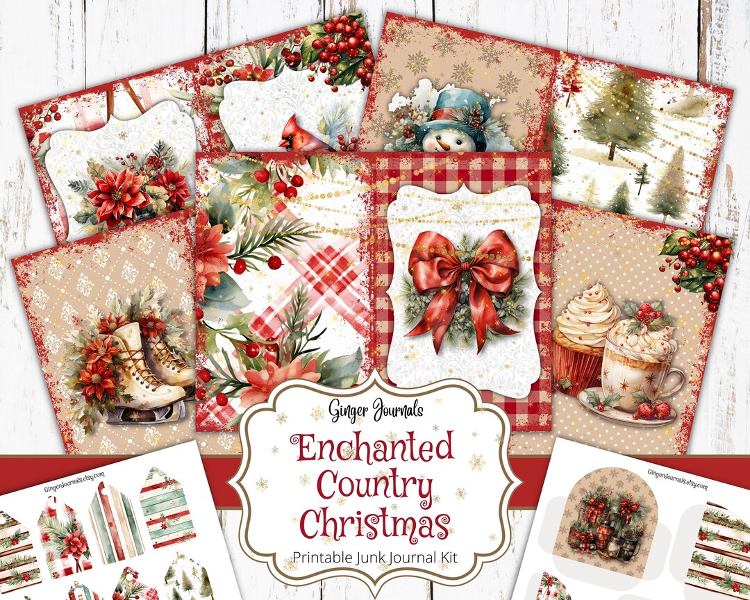 Enchanted Country Christmas Junk Journal Kit, Junk Journal Printable ...