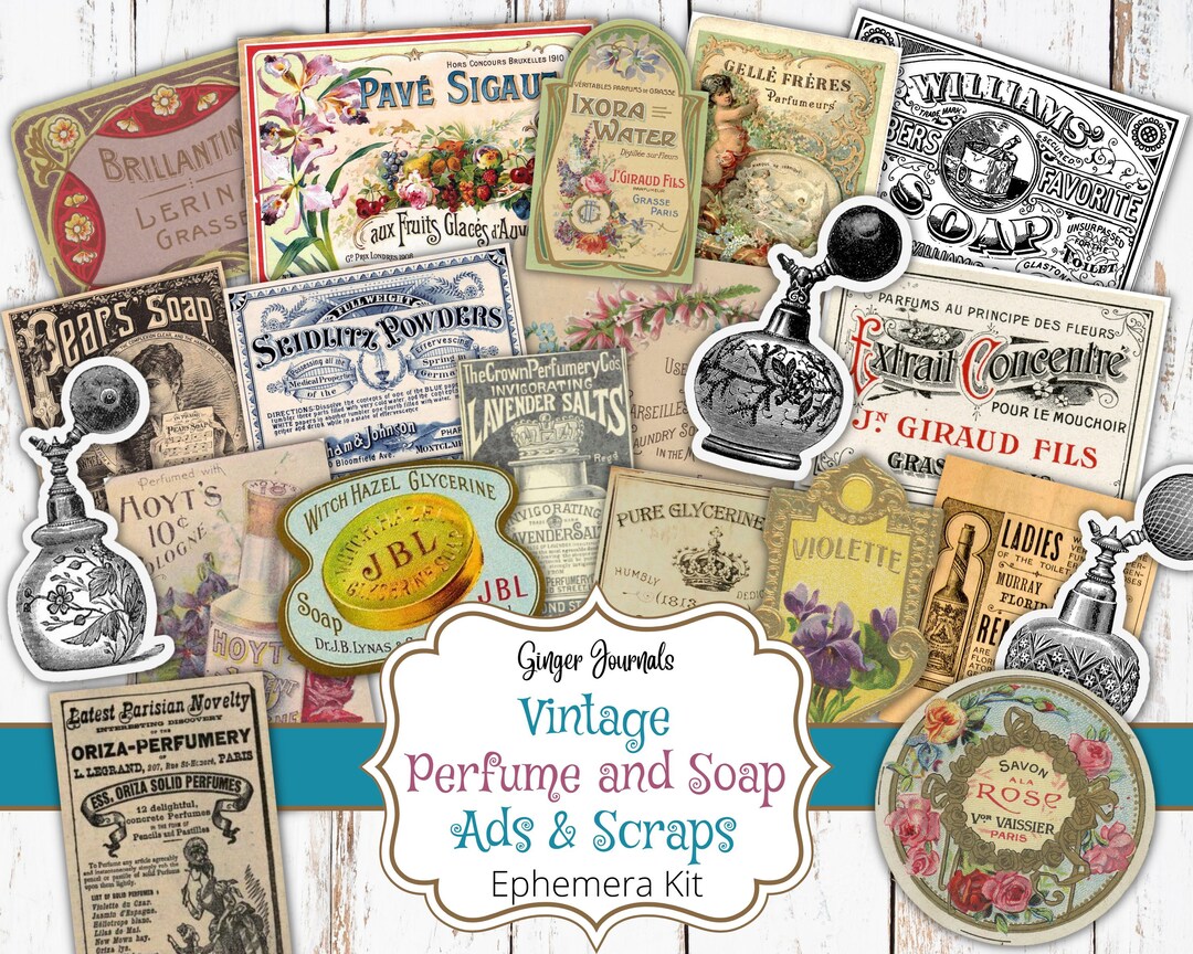 Vintage Perfume Ephemera Pages, Digital File, Vintage Scraps, Junk ...
