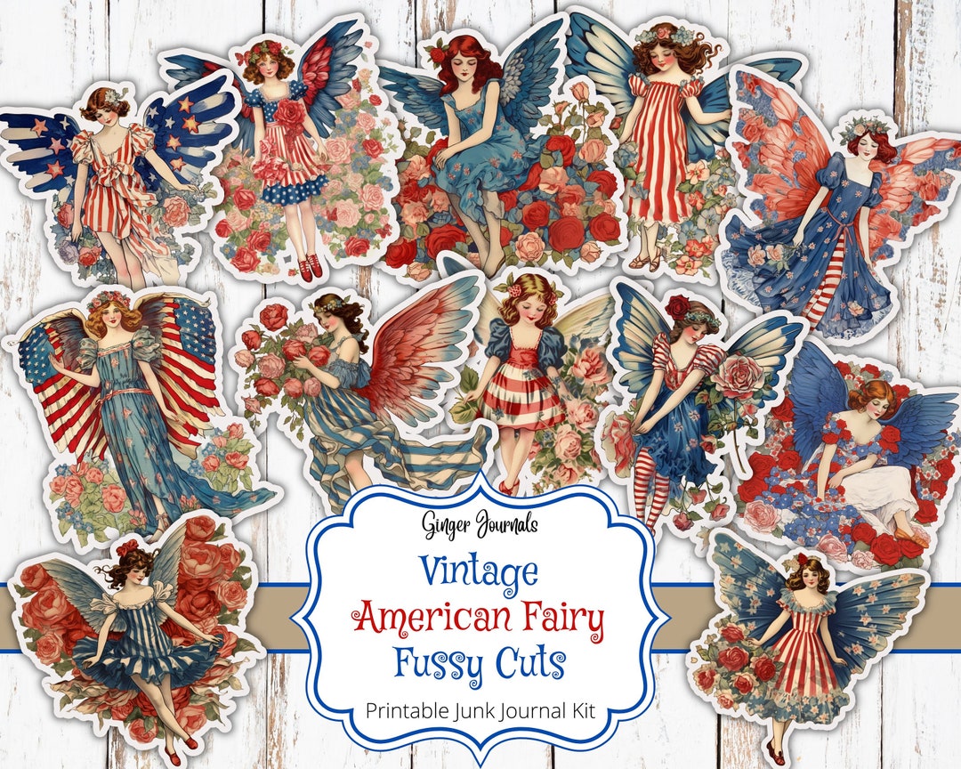 Fairy Fussy Cuts, Vintage Fairy Ephemera, American Ephemera, Red White ...