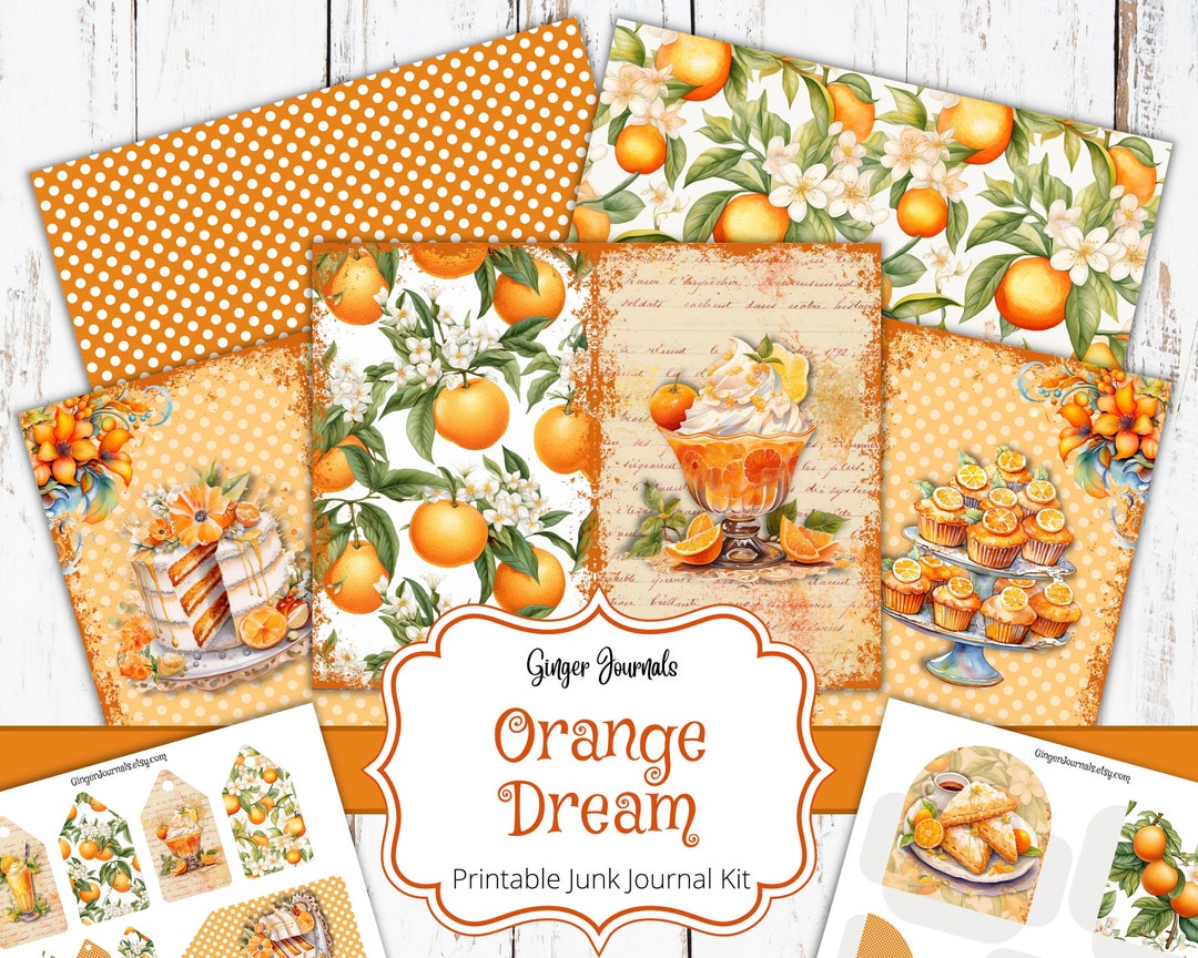 Orange Dream Junk Journal Kit, Junk Journal Printable, Junk Journal Kit ...