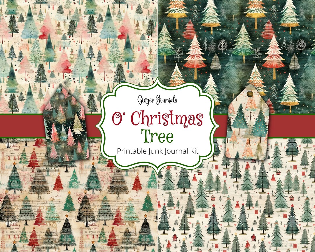 27 Page Christmas Junk Journal Kit, O' Christmas Tree, Junk Journal ...