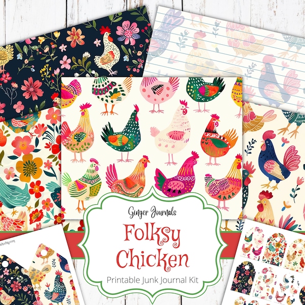 Calico Chickens Clip Art Kit 10 High Res Watercolor Jpgs for Junk ...