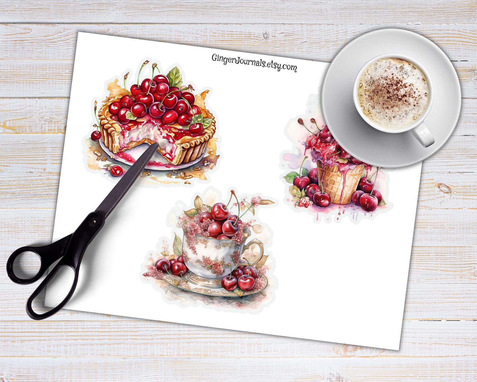 Cherry Fussy Cuts, Junk Journal Printable, Junk Journal Paper, Digital ...