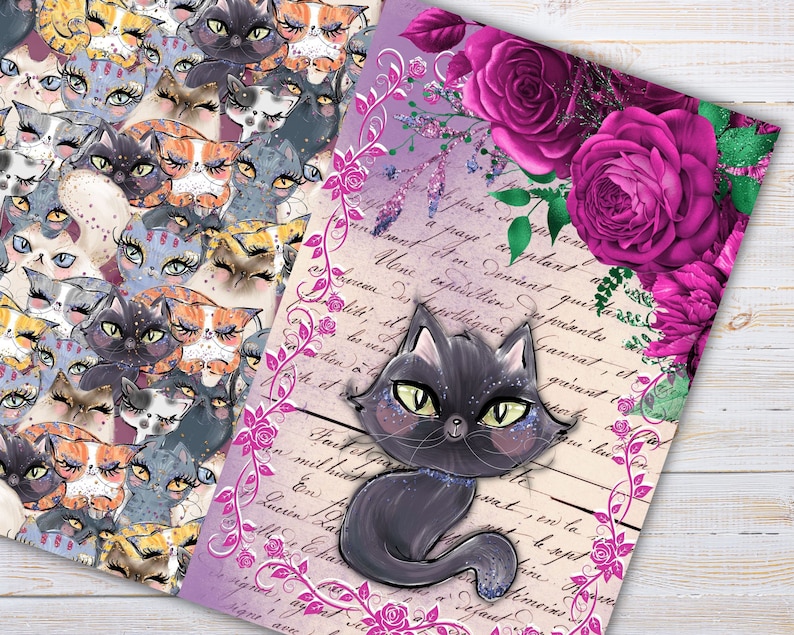 Cat Junk Journal Kit, Junk Journal Printable, Junk Journal Paper ...