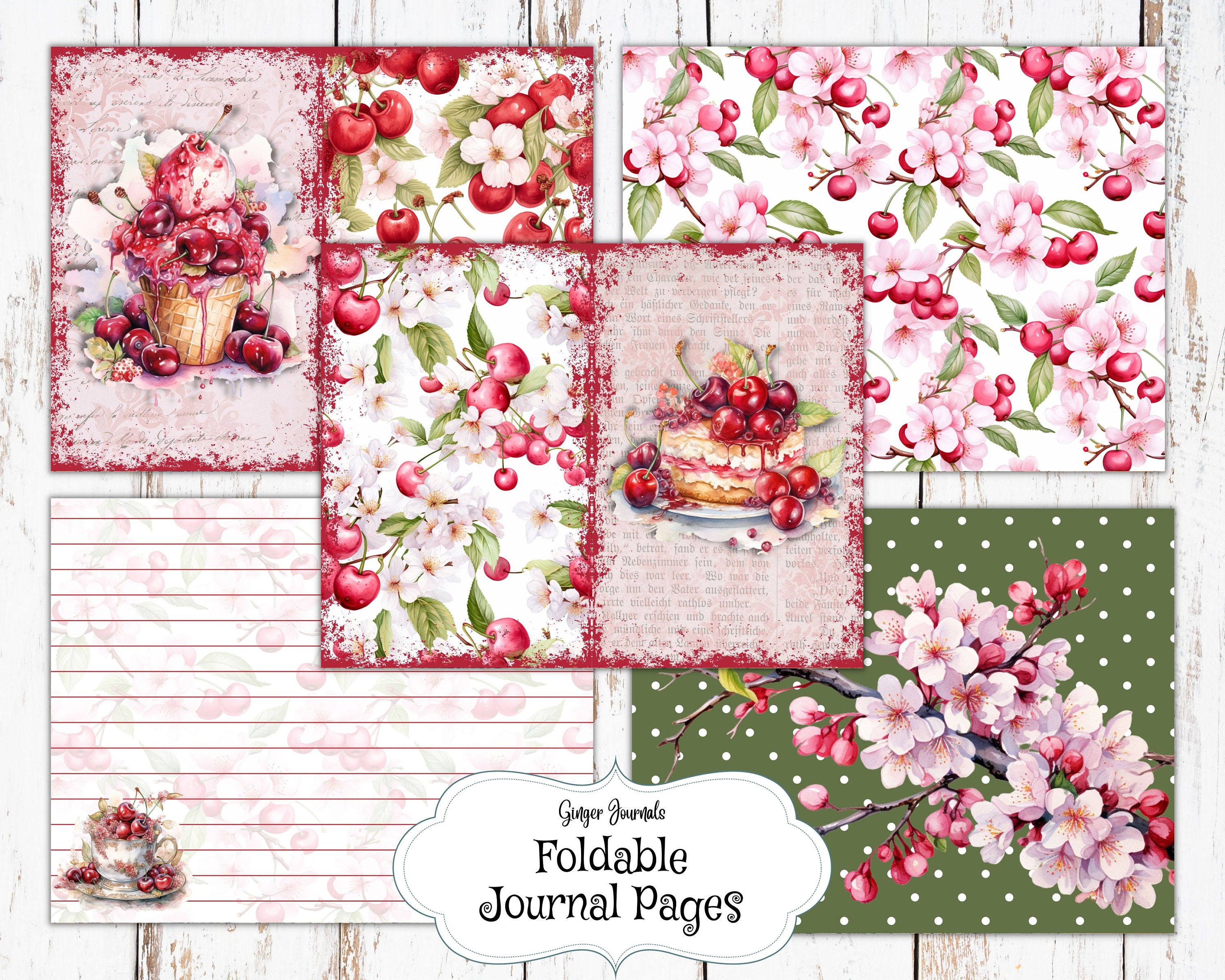 Cherry Junk Journal Kit, Junk Journal Printable, Junk Journal Paper ...