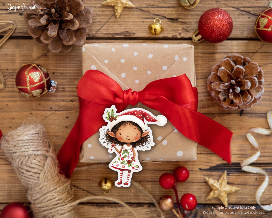 Christmas Elf Girls Fussy Cuts, Printable Christmas Tags, Junk Journal ...