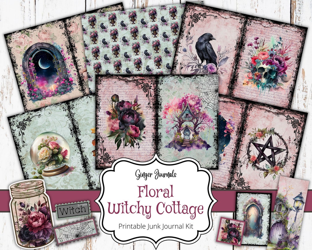 Witchy Cottage Junk Journal Kit, Junk Journal Printable, Witch Junk ...