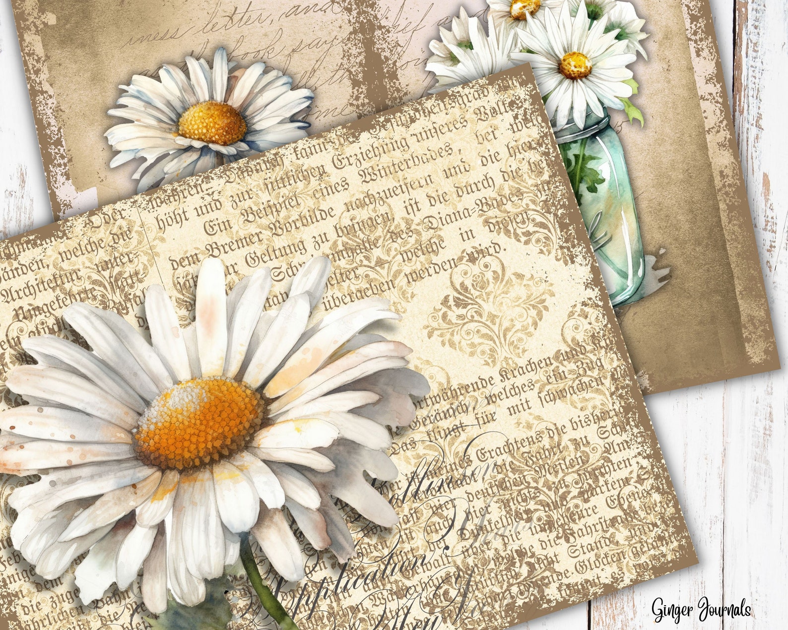 Floral Junk Journal Kit, Daisy Ephemera, Junk Journal Printable, Junk ...