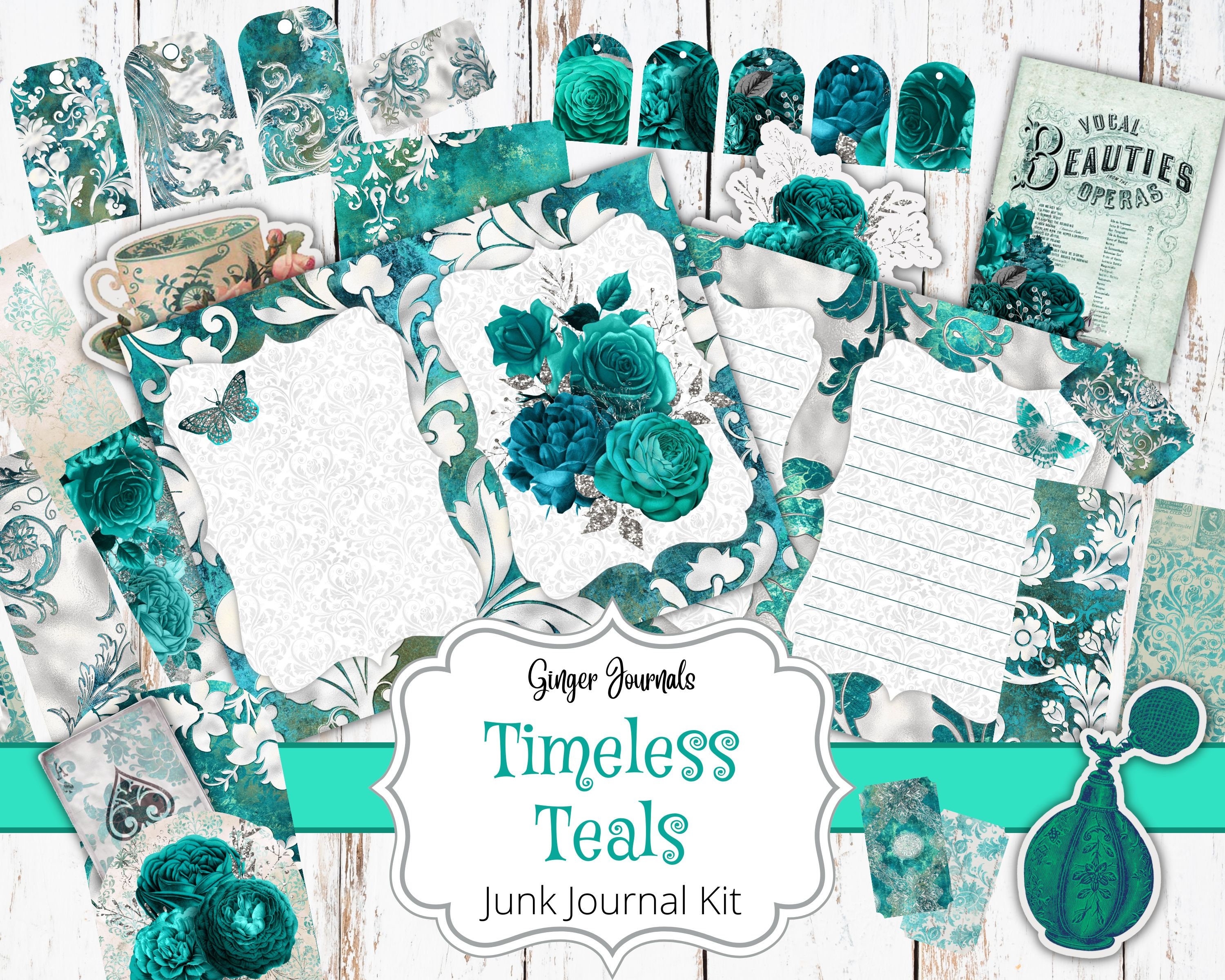 Timeless Teals Junk Journal Kit Junk Journal Printable - Etsy