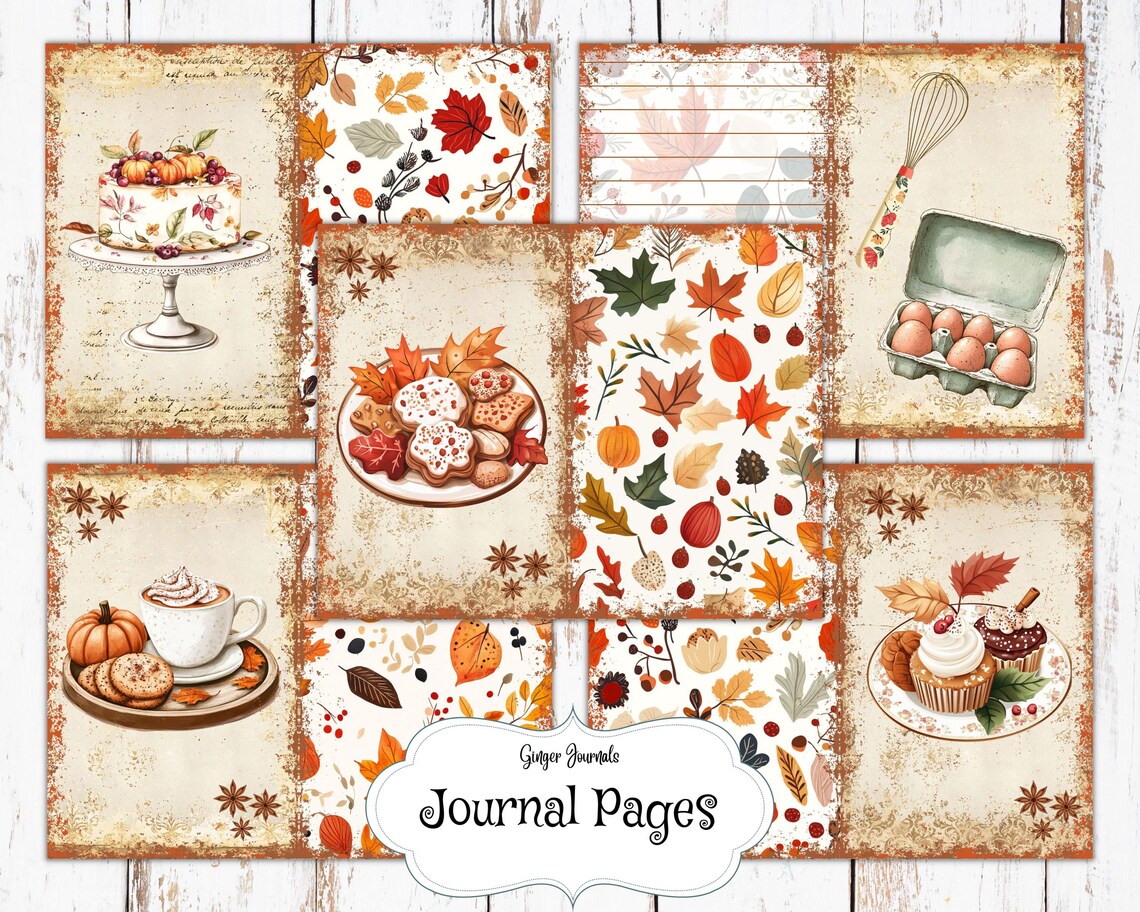Autumn Spice Baking Junk Journal Kit, Pumpkin Ephemera, Junk Journal ...