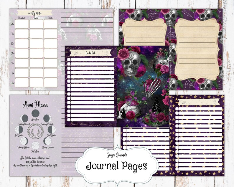 Purple Witch Junk Journal Kit, Witch Planner Pages, Junk Journal ...