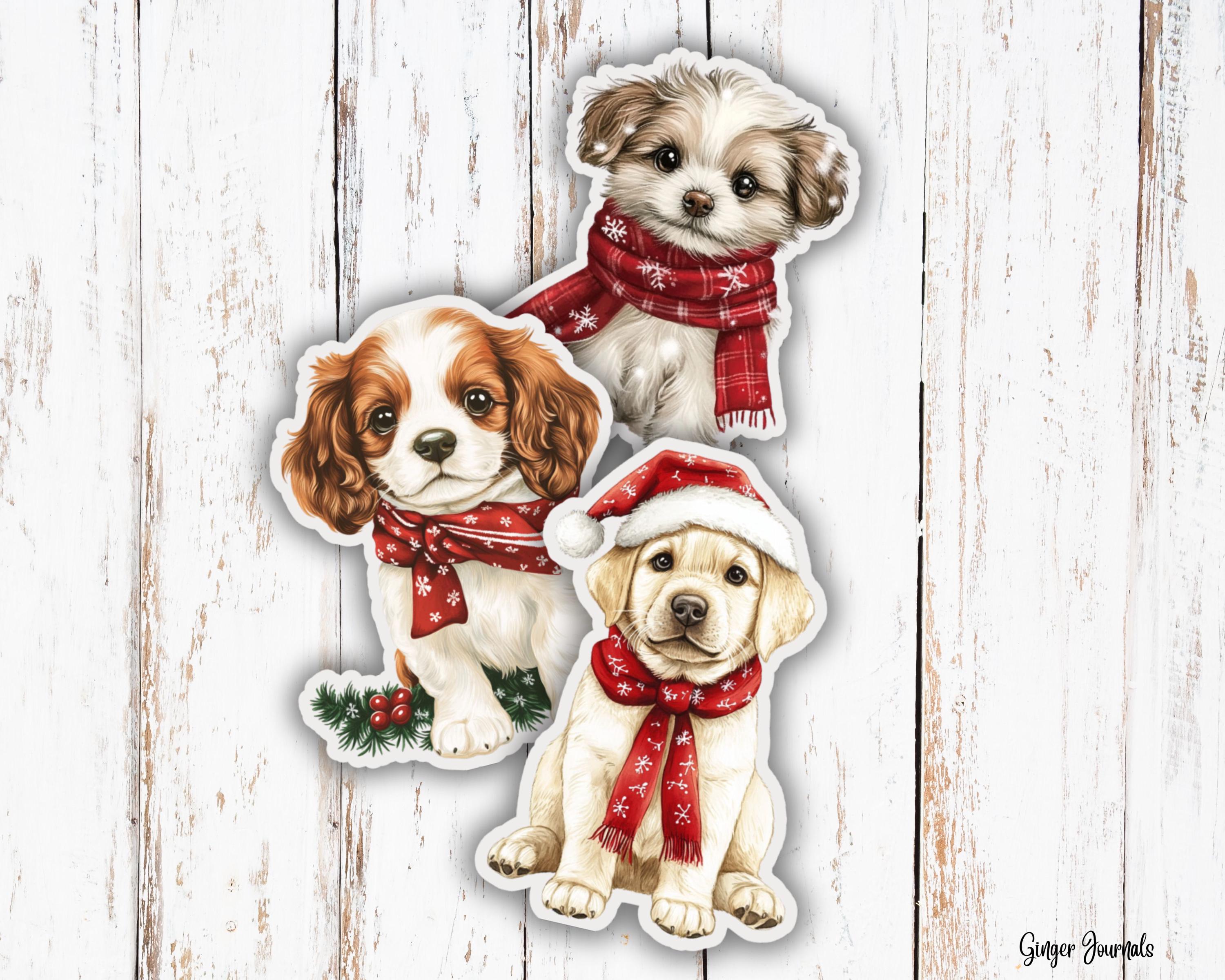 Christmas Puppies Fussy Cuts, Junk Journal Kit, Junk Journal Printable ...