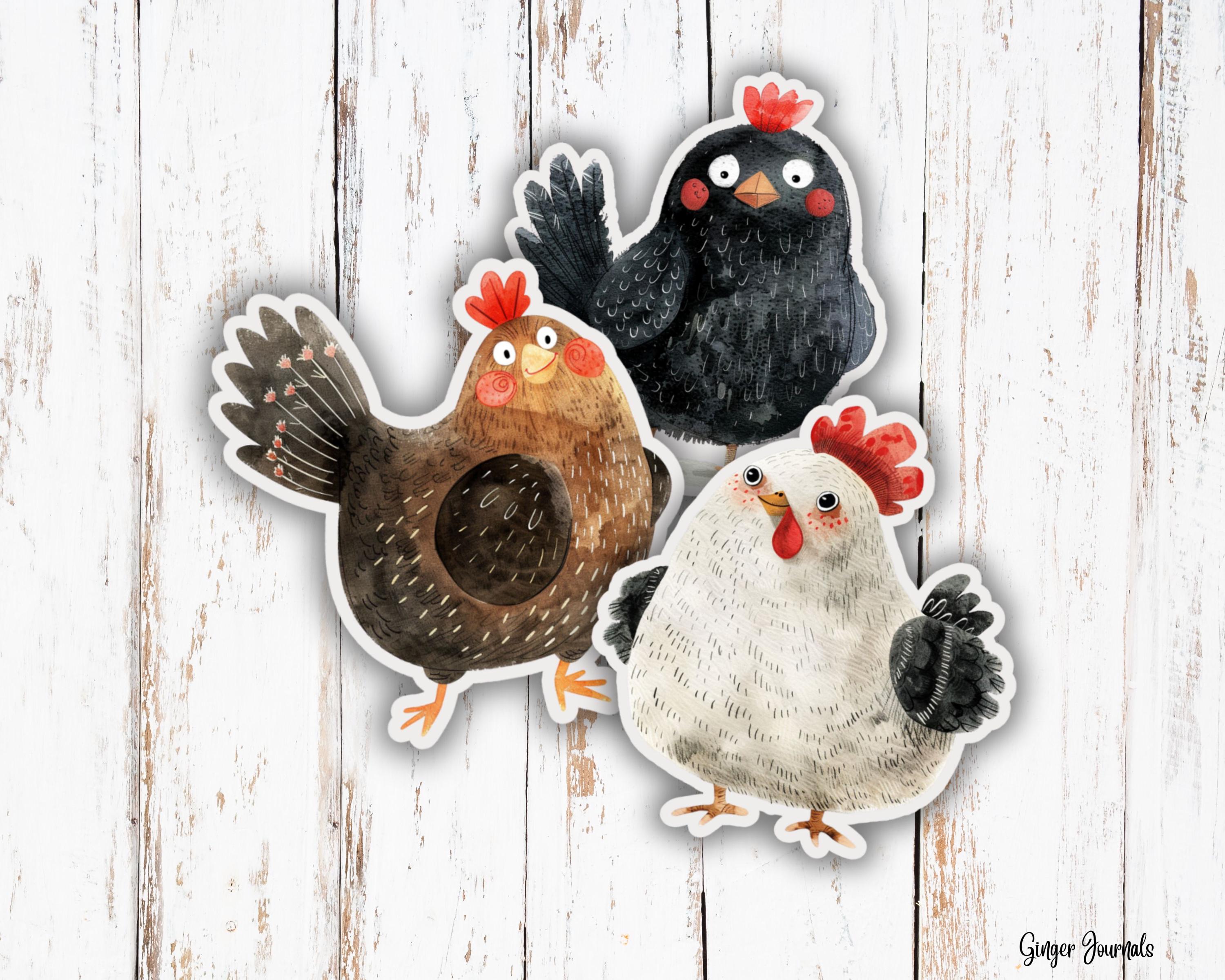 Cute Chicken Characters Fussy Cuts, Chicken Ephemera, Junk Journal ...