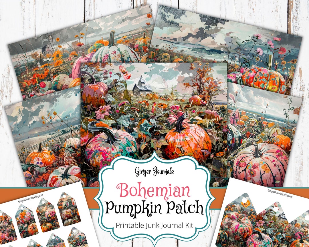 Bohemian Pumpkin Patch Junk Journal Kit, Pumpkin Paper, Halloween ...