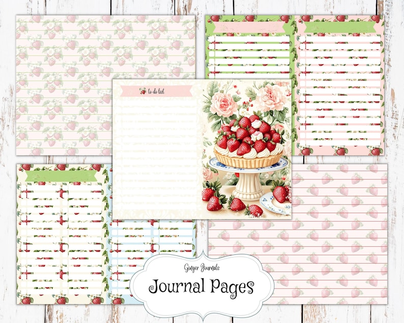 Strawberry Any Month Journal Planner, Junk Journal Kit, Strawberries ...