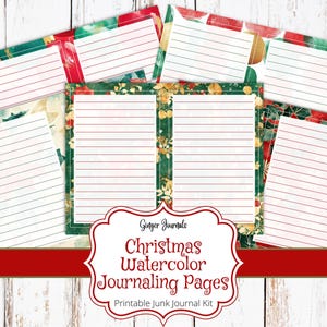 Christmas Watercolor Journaling Pages, Junk Journal Kit, Holiday ...