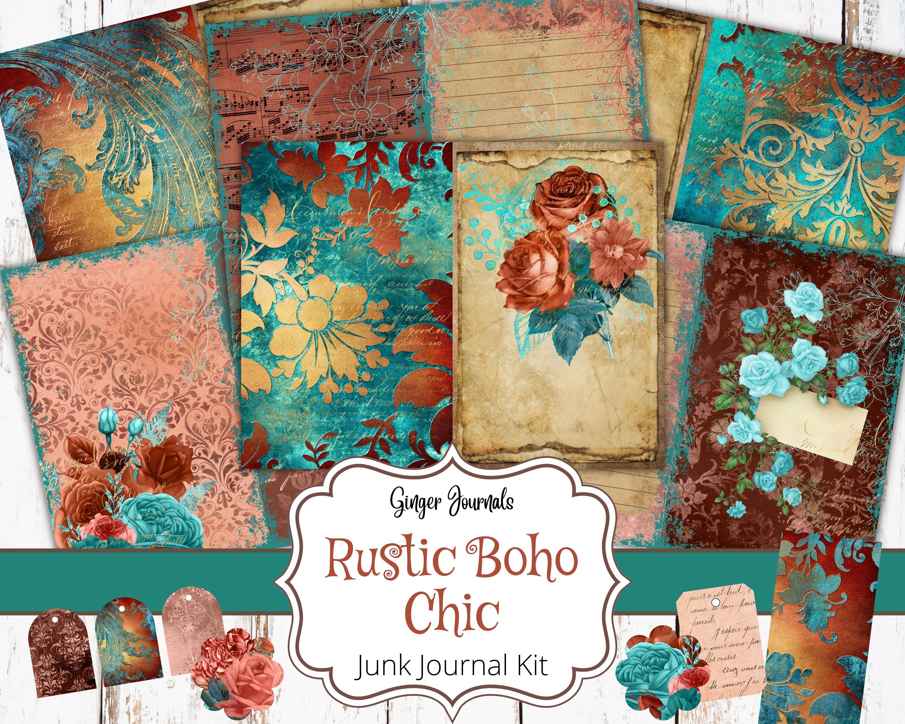 Rustic Boho Chic Junk Journal Kit, Junk Journal Printable, Junk Journal ...