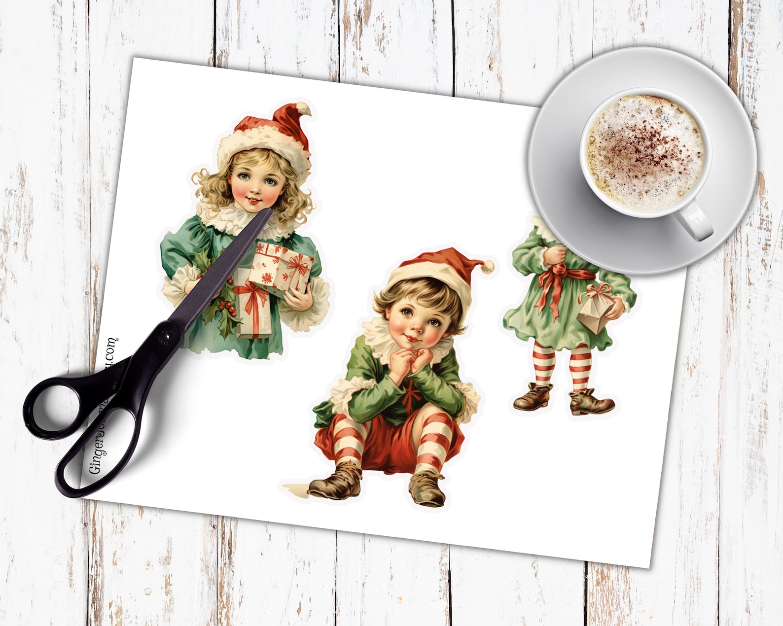 Christmas Elf Fussy Cuts, Christmas Junk Journal Kit, Journal Printable ...
