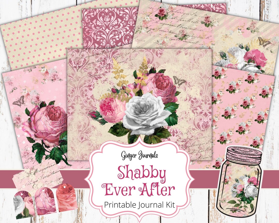 Shabby Pink Junk Journal Kit, Shabby Ever After, Junk Journal Kit ...