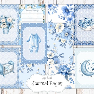 New Baby Junk Journal Kit, Blue Baby Journal, Junk Journal Printable ...