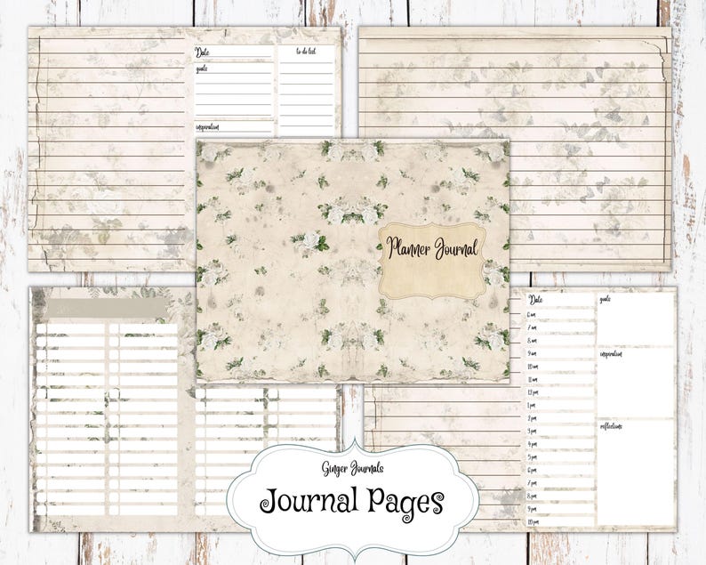 Shabby Neutral Planner Junk Journal Kit, Weekly Planner, Month Planner ...