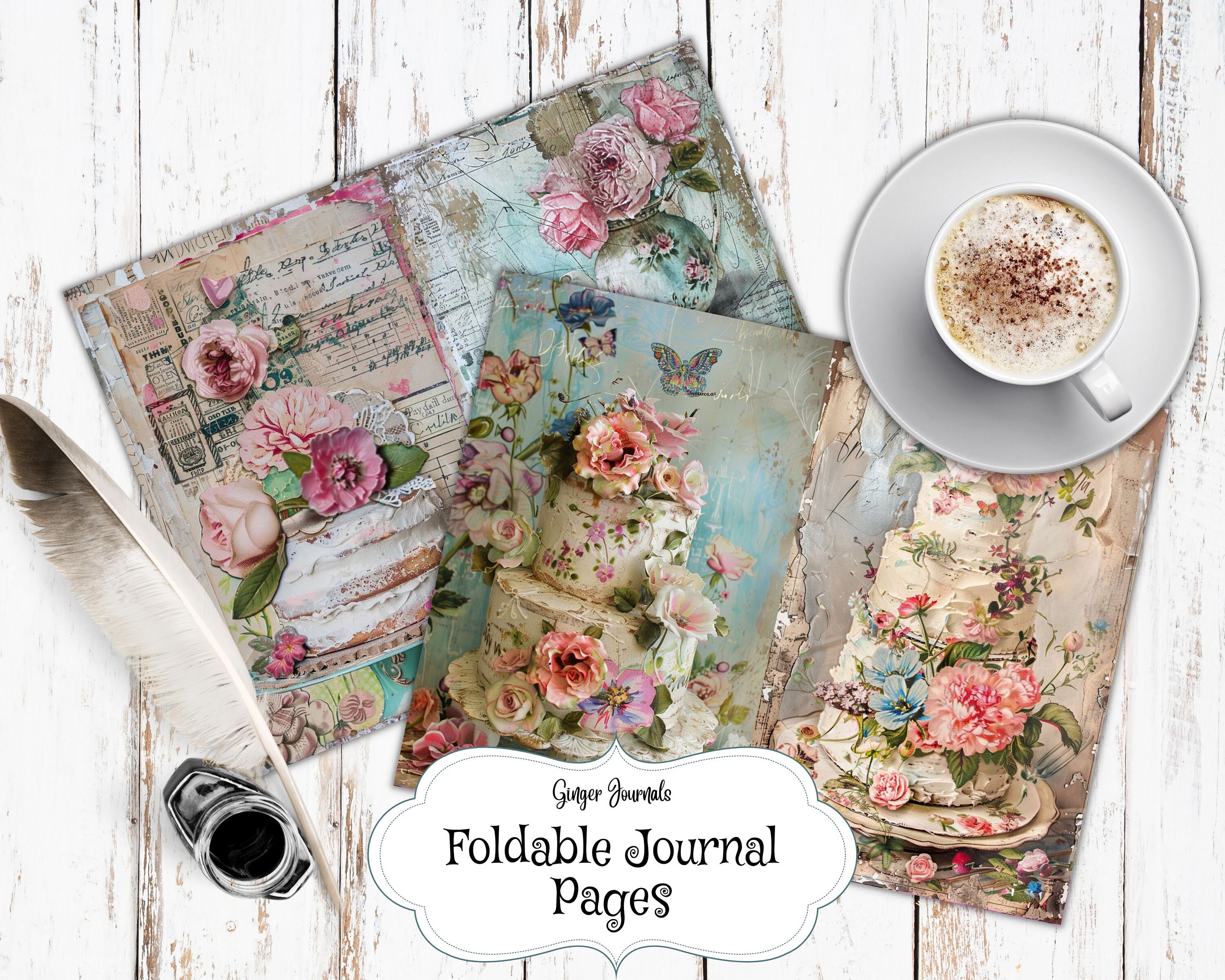 30 Page Vintage Collage Shabby Cakes Junk Journal Kit, Junk Journal ...